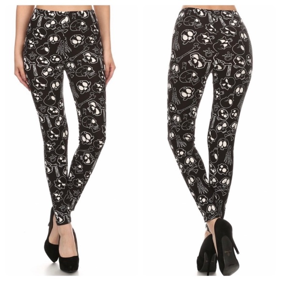 Pants & Jumpsuits | Buttery Soft Halloween Bone And Skull Stretchy ...